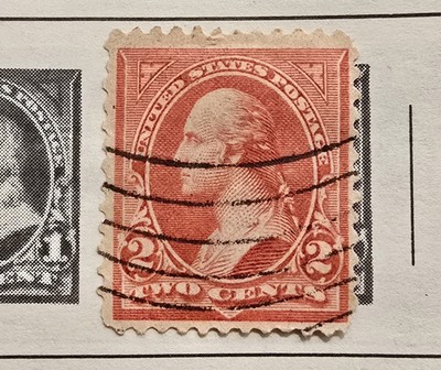 US Postage Stamp George Washington Two Cent 2¢ Red Stamp 1898 Shield ...