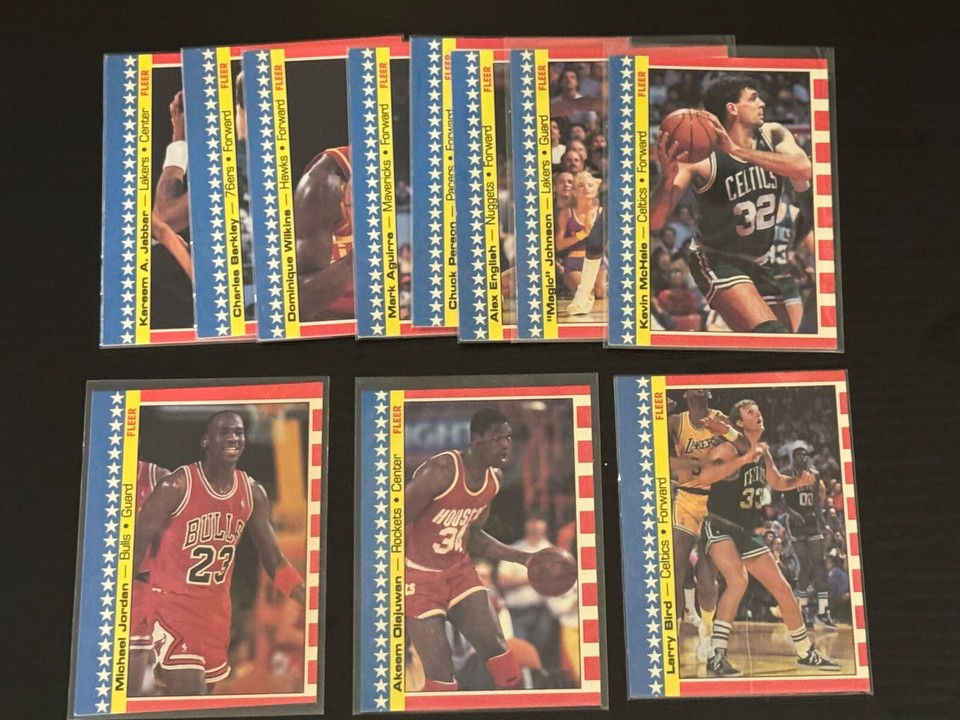 1987 Fleer basketball 132-card set + (11) stickers, Michael Jordan, NM ...