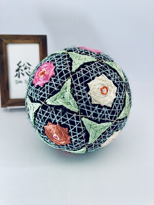 TEMARI traditional handball thread decorated ball Black φ3.9inc ...