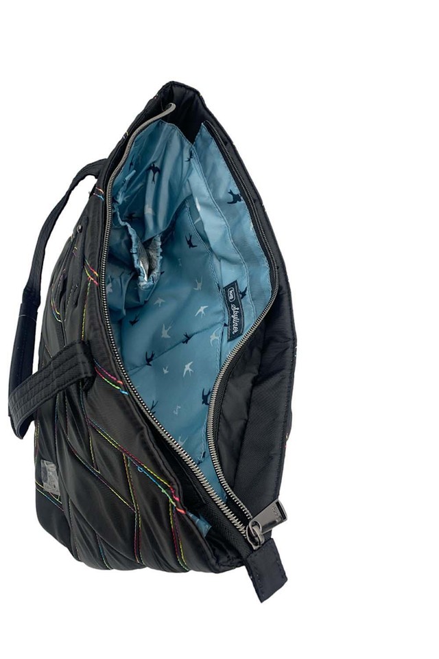 Lug Medium Tote with Trolley Sleeve Skyliner Black Rainbow Quilt | eBay