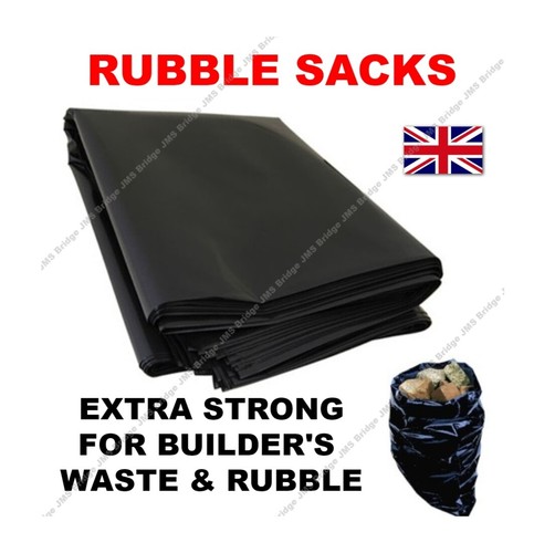 20 X EXTRA LARGE BLACK BUILDERS RUBBLE WASTE SACKS BAGS HEAVY DUTY ...