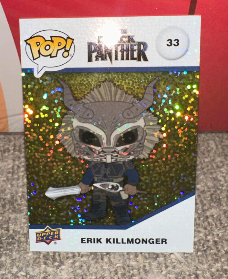 🔥 SDCC Funko Marvel Upper Deck Avengers Erik Killmonger 33 Gold Glitter ...