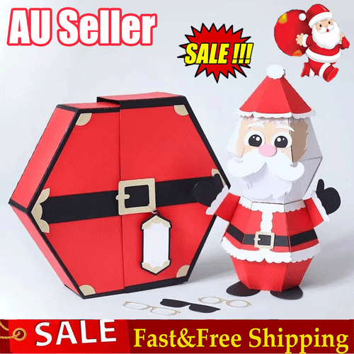 3D Santa Claus Box Card Christmas Gift Box Folding Paper Surprise ...