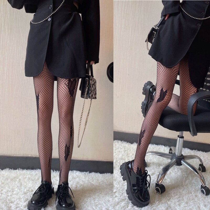 Women Dark Goth Fishnet Pantyhose for Butterfly Jacquard Mesh Net ...