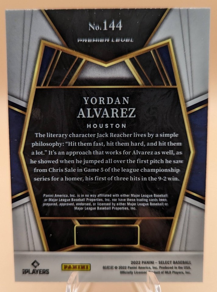 2022 Panini Select Baseball Yordan Alvarez Retail Blue card #144 ...