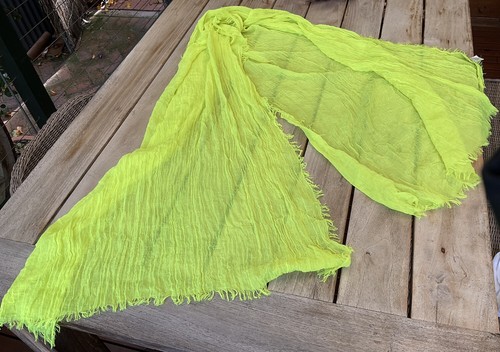 Sussan Crinkle Bright Yellow rectangle Scarf Scarfe Wrap Shawl EUC | eBay Australia