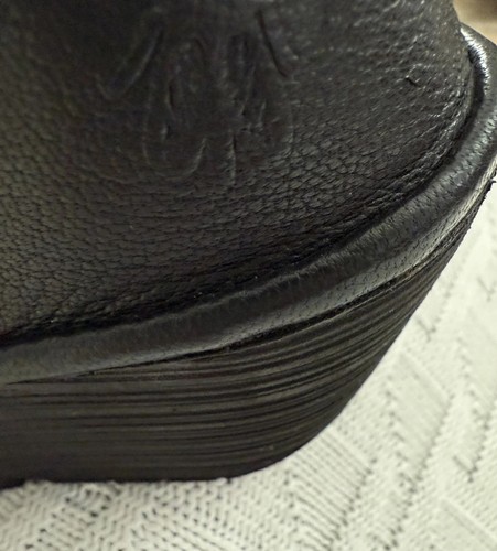 FLY London Leather Ankle Strap Wedge Sandals~Yola Mousse~Black Sz 41 US ...