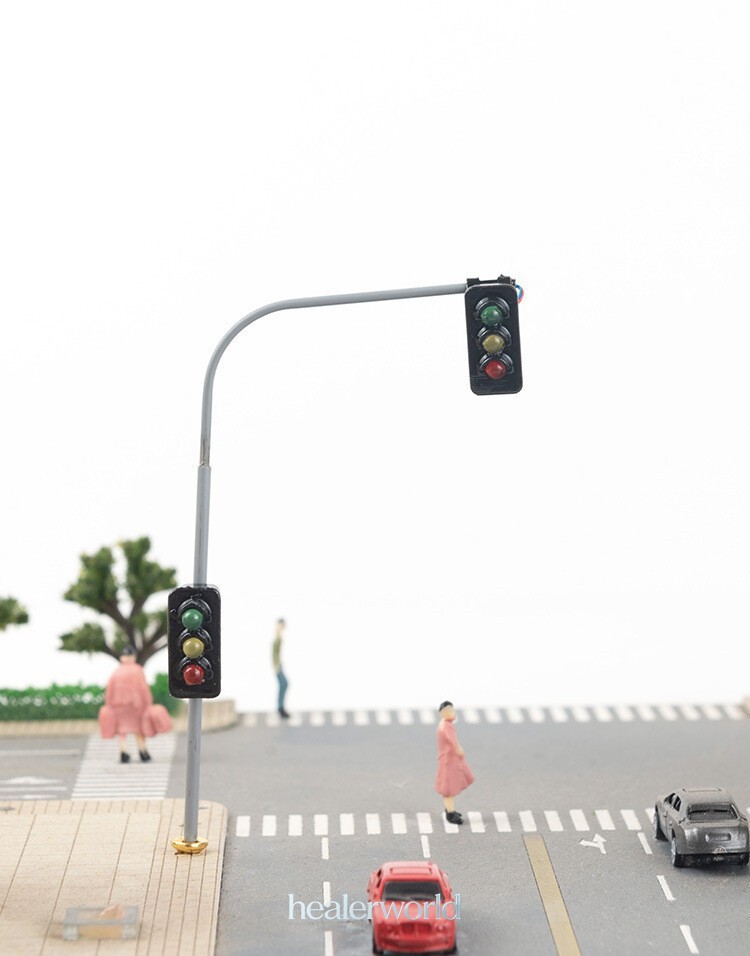 2PCS HO/OO 1:87 Scale Miniature LED Traffic Lights Street Scenery Model ...