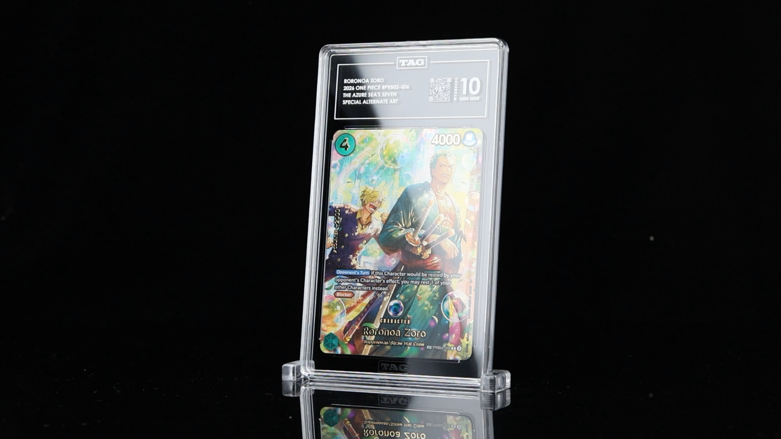 Roronoa Zoro PRB02-006 Special Alt Art TAG 10 EN | Azure Sea’s Seven ...