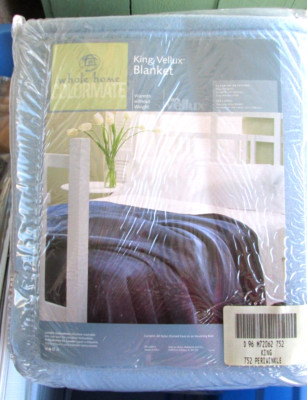 NIP WHOLEHOME COLORMATE BRAND KING SIZE 100% VELLUX BLANKET PERIWINKLE ...