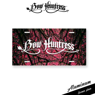 Bow Huntress womens bow hunting license plate pink camo muddy compound ...
