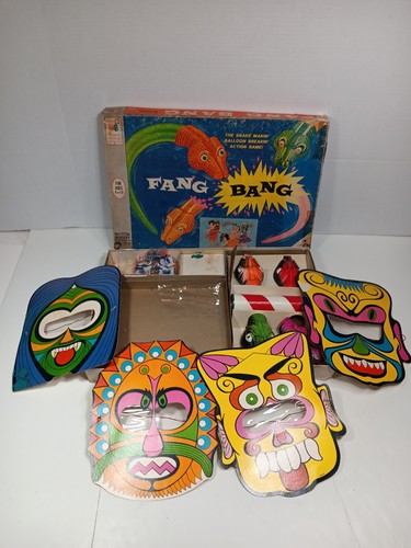VINTAGE 1967 FANG BANG SNAKE BOARD GAME MILTON BRADLEY MB MASKS BALLOON ...