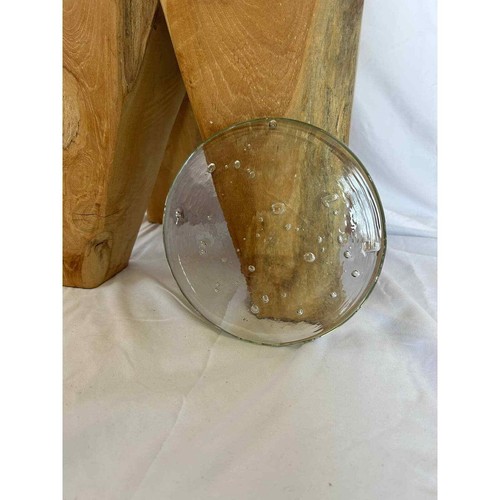 Beautiful Vintage HandBlown Clear Glass Trivet Dish With Bubbles | eBay