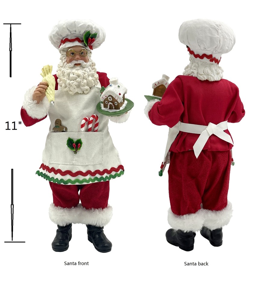 Cooking Santa with Gingerbread House Statue Cloth and Resin Christmas ...