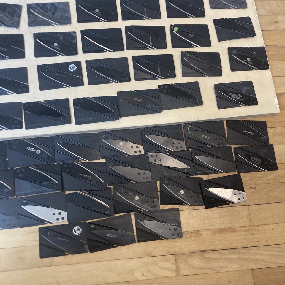59 USED TSA Confiscated Wallet Defense Cards/EDC Knives/Credit Card ...