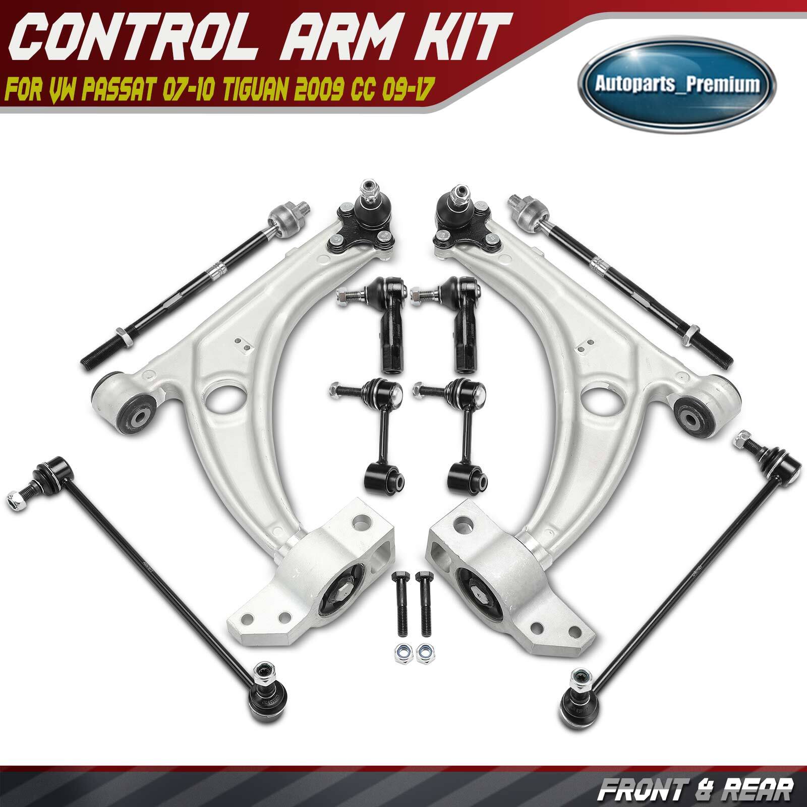 10Pcs Front & Rear Control Arm & Tie Rod End & Bar Link for VW Passat ...