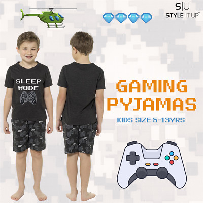 Boys Gaming Cotton Rich Short Pyjama Set Nightwear Soft Gamer PJ Ages 5 ...