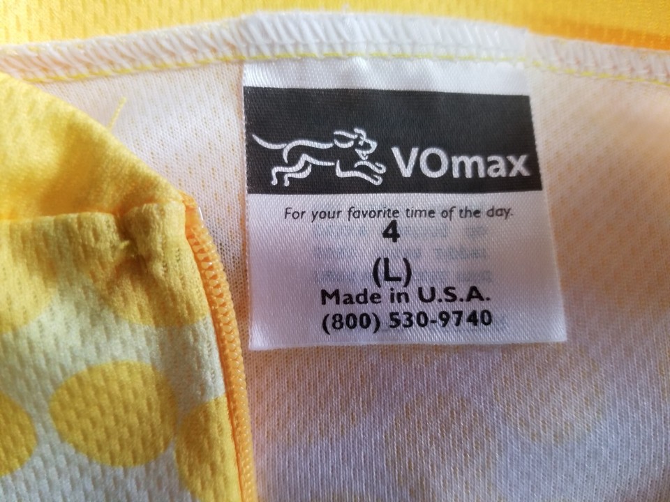 VOmax Cycling Jersey Men Large Yellow Short Sleeve Red Hills To The Sea ...