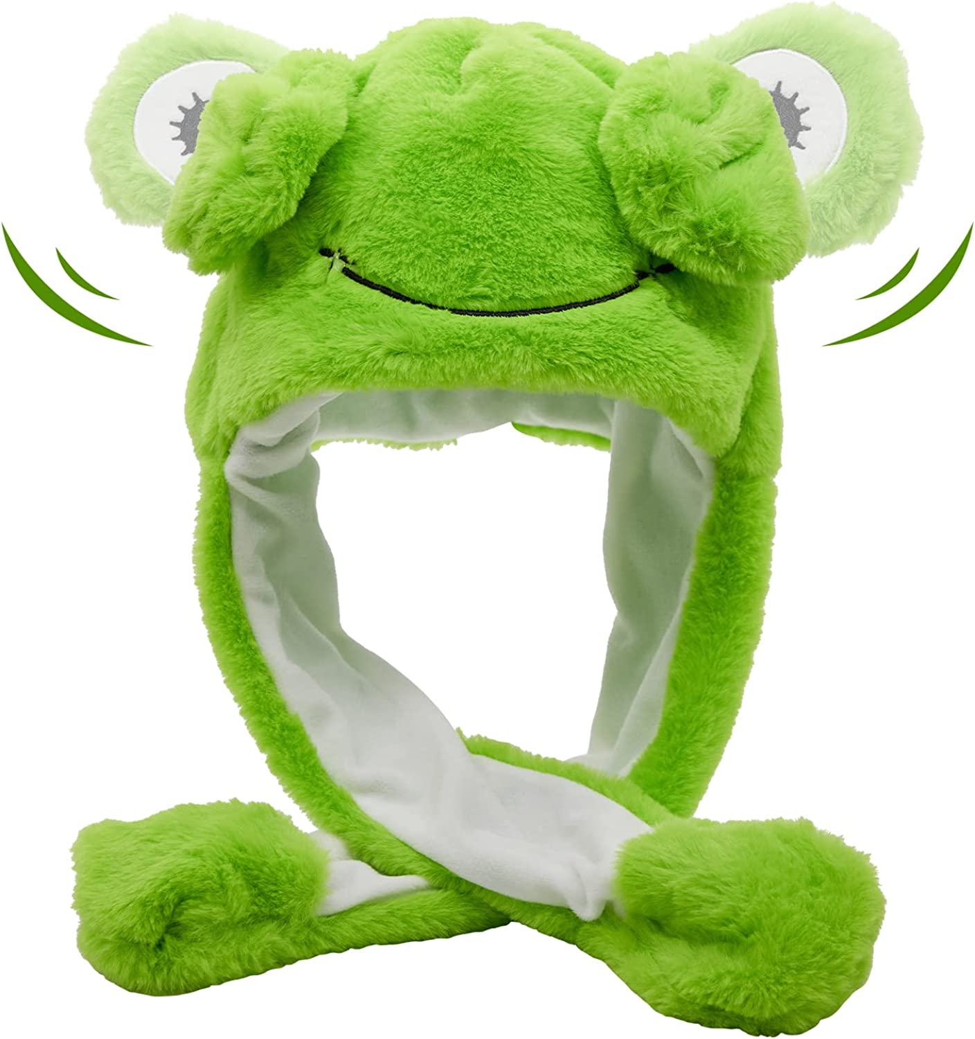 Frog Hat Beanie Eyes Moving Jumping Hats Cute Big Eyes Frog Cap Plush ...