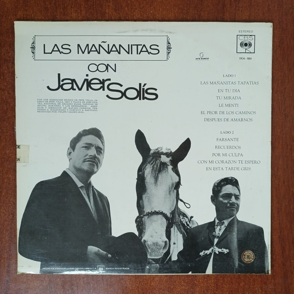Javier Solis ‎– Las Mañanitas [1972] Vinyl LP Mariachi Ranchera CBS Tu ...