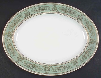 Wedgwood Columbia Sage Green Rim Oval Serving Platter 782601 | eBay