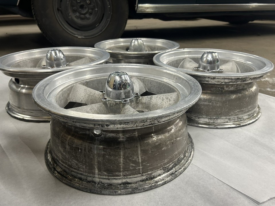 Vintage Torque Thrust Wheels 15x6 Appliance Chevy GM 5 Spoke Mag Wheels ...