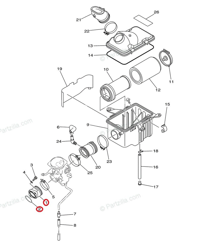 YAMAHA BRUIN, GRIZZLY, WOLVERINE 350 Joint Carburetor Carb Intake ...