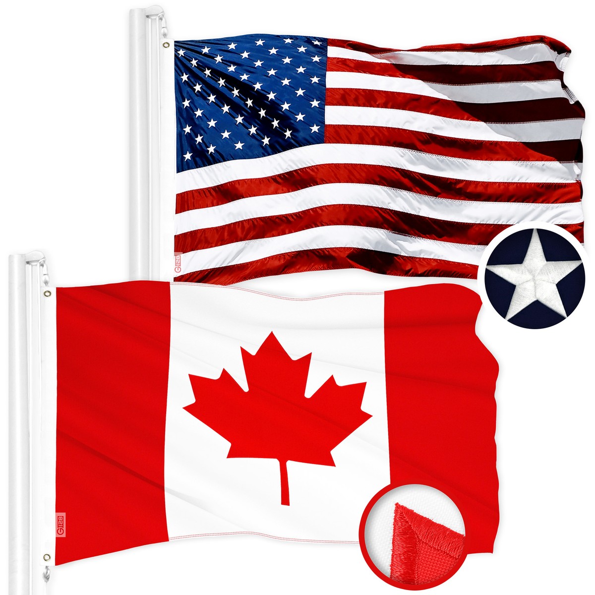 Canadian Flag And American Flag Together Canada Us Flag Stock Photos,