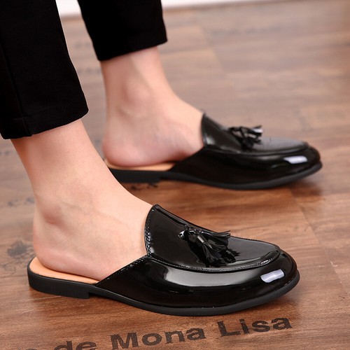 Fashion Men Half Slippers Tassel Loafers Slides Slip On Flats Casual ...