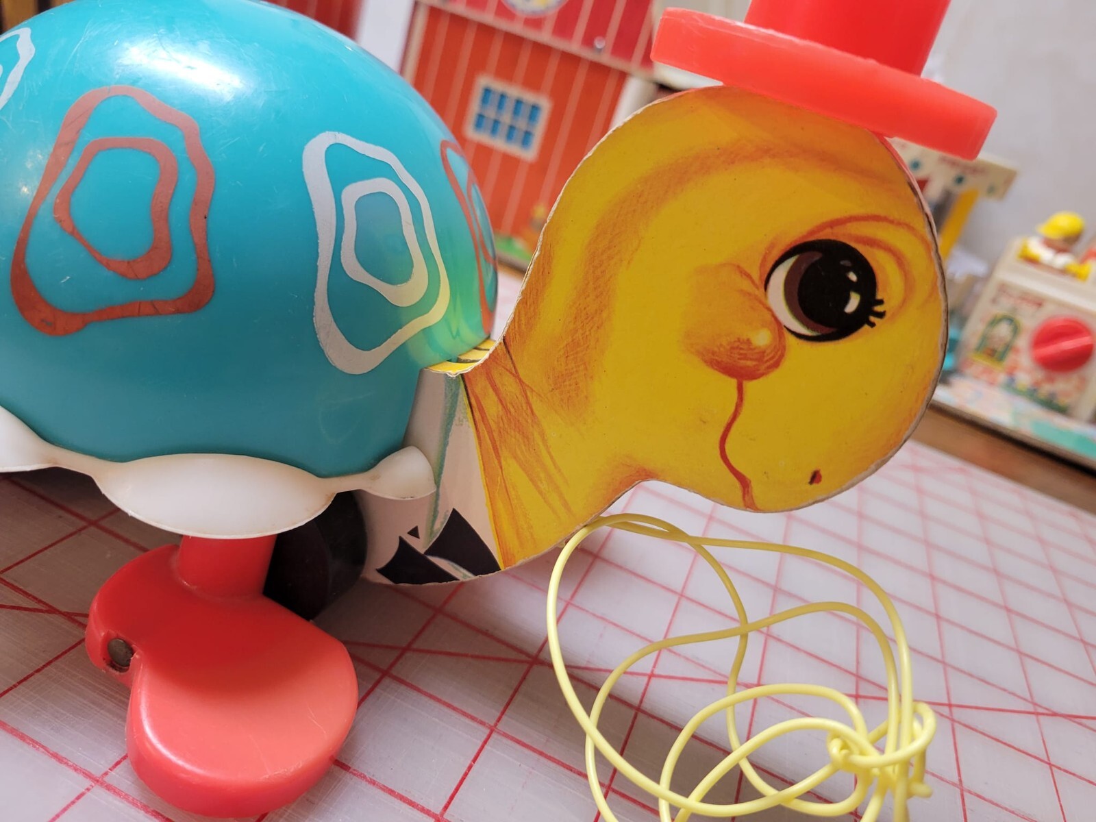 Vintage Fisher Price 1962 Tip Toe Turtle Pull Along Toy 773 Bell ...