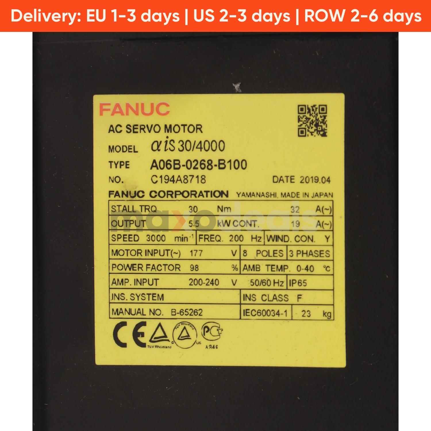 Fanuc A06B-0268-B100 AC Servo Motor Used UMP | eBay