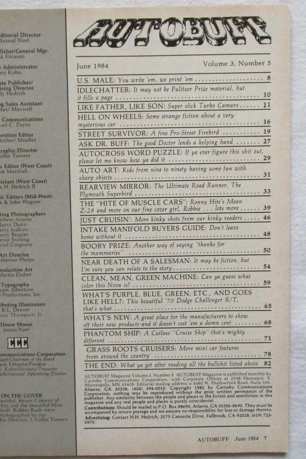 Autobuff Magazine June 1984 Volume 3 Number 5 Issue #12 | eBay