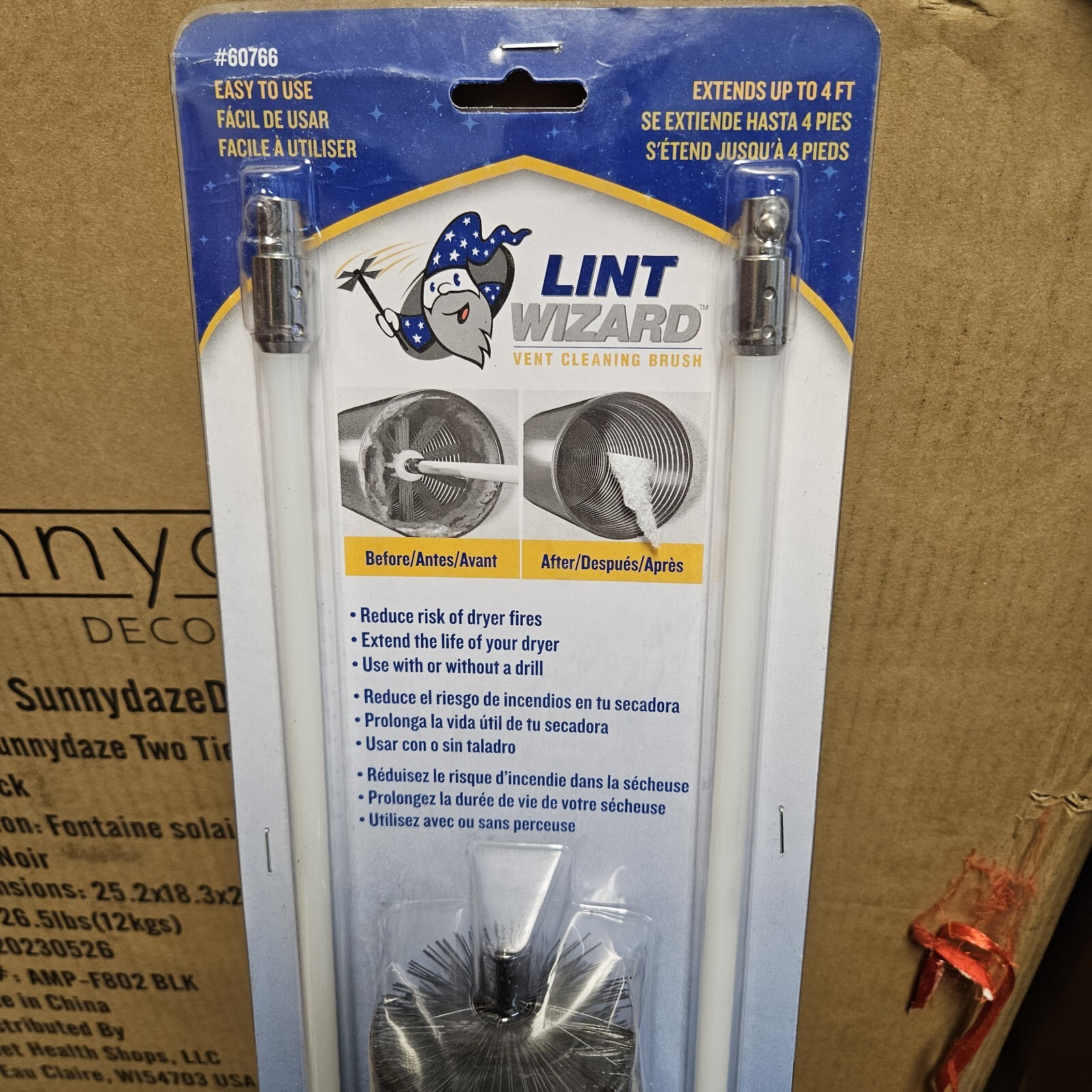 Lint Wizard Small Duct Dryer Vent Cleaning Kit, 2 Foot Flexible Quick ...