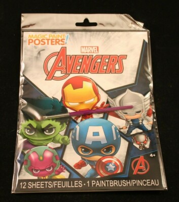 Marvel Avengers - Magic Paint Posters - 12 Sheets & Paintbrush - Savvi ...