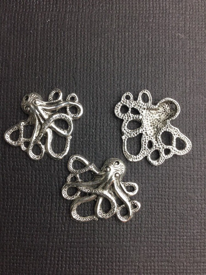 05864 - 4 Pc Small Octopus W/Hole Jewelry Pewter/Casting Silver ...