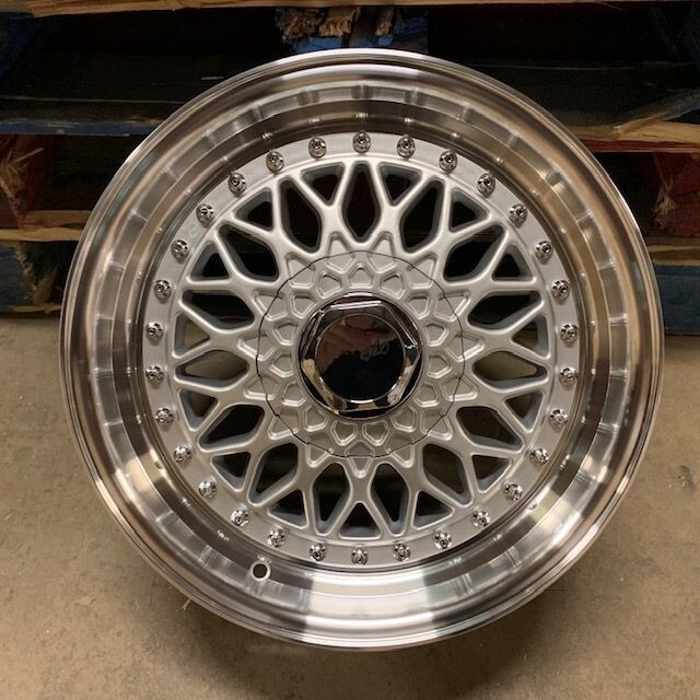 17" CLASSIC RS STYLE SILVER MACHINE LIP WHEELS RIMS FITS VW VOLKSWAGEN ...