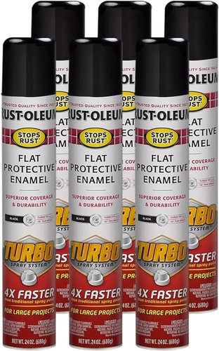 376298-6PK Stops Rust Turbo Spray System Spray Paint, 24 Oz, Flat Black ...