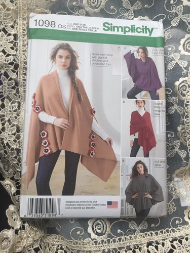 Simplicity 1098, Super Easy Wrap and Ponchos Sewing Pattern, One Size ...