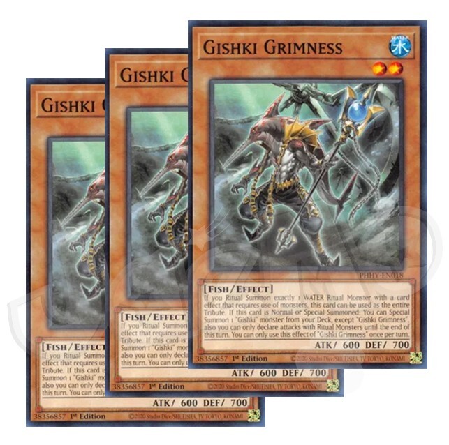 Yugioh - Gishki Grimness x 3 - 1st Edition - NM - Free Holographic Card ...