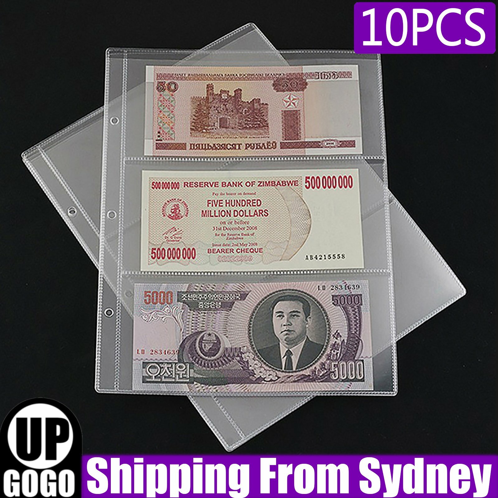 10pcs Paper Money Banknote Holders Album 3 Pockets Pages Sleeves ...