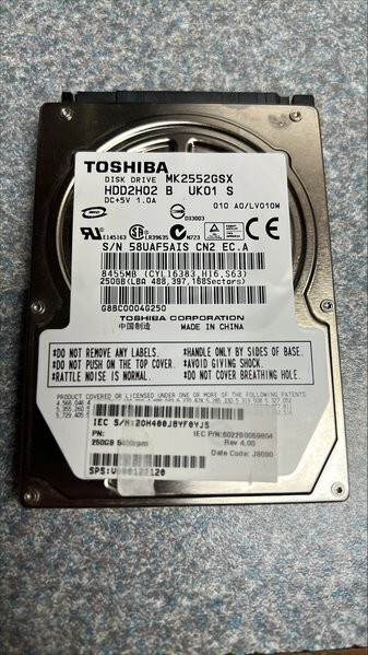 MK2552GSX GENUINE TOSHIBA LAPTOP HARD DRIVE HDD2H02 250GB 5400RPM (A ...