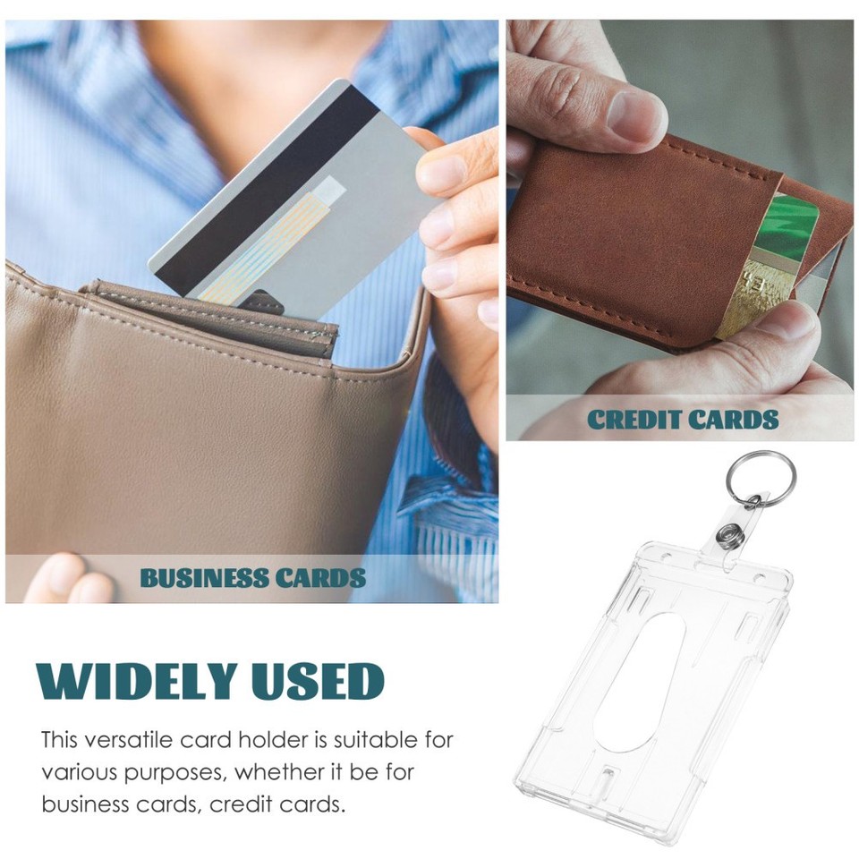 6 Pcs ID Card Cover Keychain Holder Protector Sleeve Reusable Badge Holders | eBay Australia