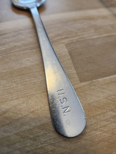 WWII US Navy USN Mess Kit Spoon National Stainless Steel Millitary ...