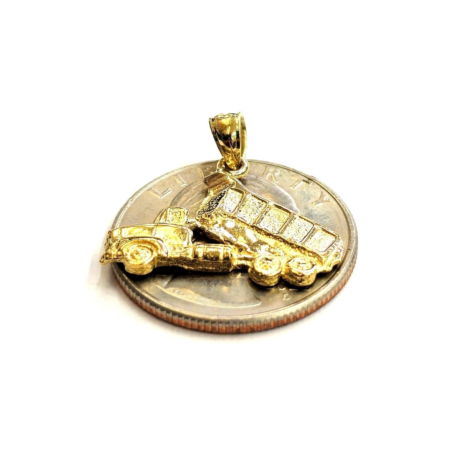 14k yellow Gold Dump truck car trucking Pendant charm gift fine jewelry ...
