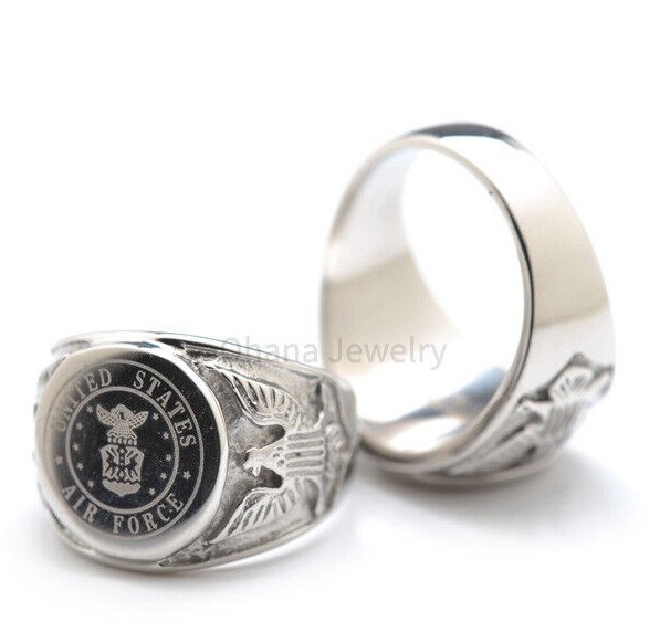 316L Stainless Steel U.S. American Military Rings - Navy Marines Army ...