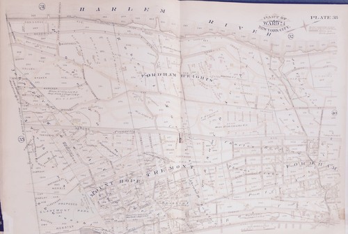 ORIGINAL 1885 TREMONT FORDHAM BRONX NEW YORK MAP ATLAS MAP - CLAREMONT ...