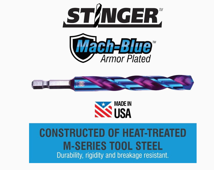 19016 Spyder Stinger 1/2" inch 13mm Mach Blue HSS Twist Drill Bit Made ...