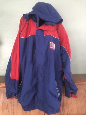 Vintage NFL Parka Jacket Hooded NFL NY New York Giants Blue/Red Sz XXL ...