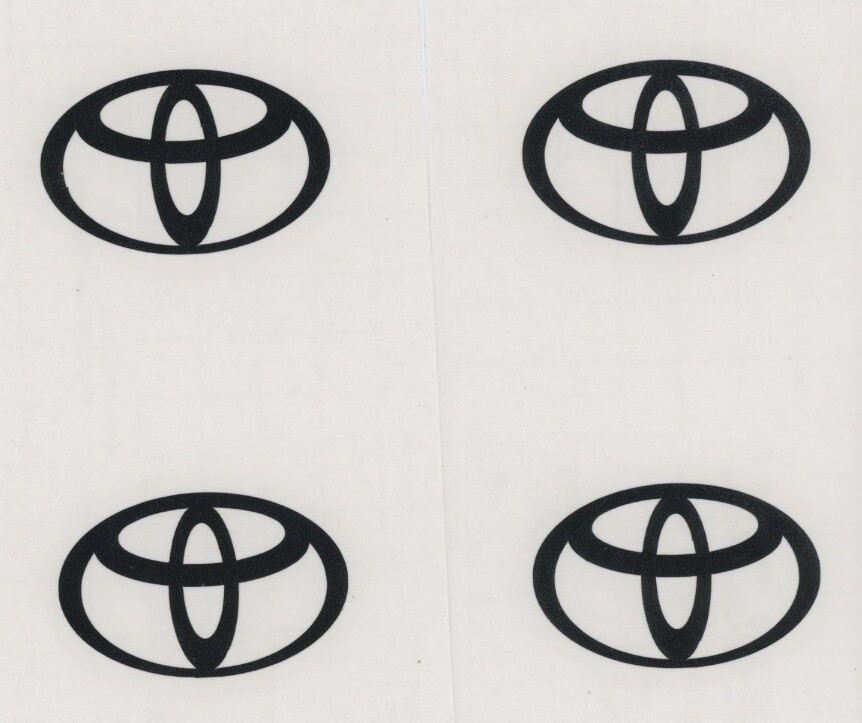 4x TOYOTA Logo 1 15/16" Black Decals Stickers Car Shows Hub Caps Decal ...