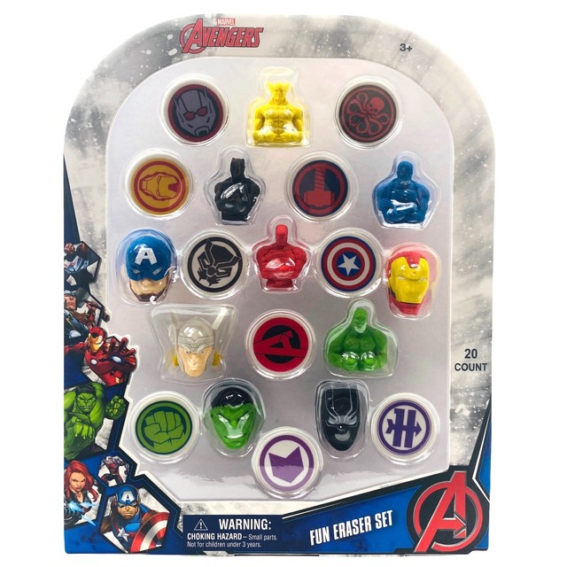 Marvel Avengers Superheroes Fun Pencil Eraser Set 20 Erasers for sale ...